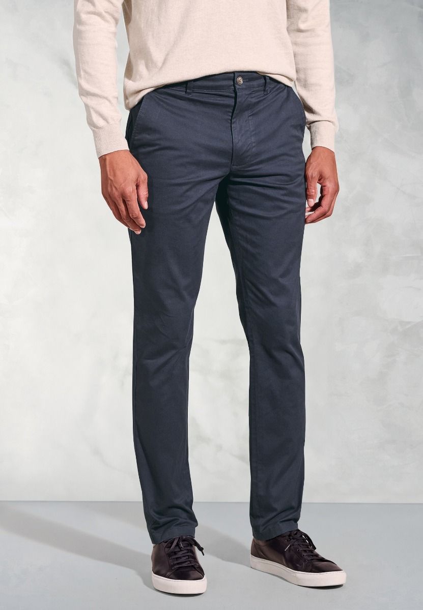 Tailored Fit Stretch Cotton Chinos - Navy – Anderson Kilts