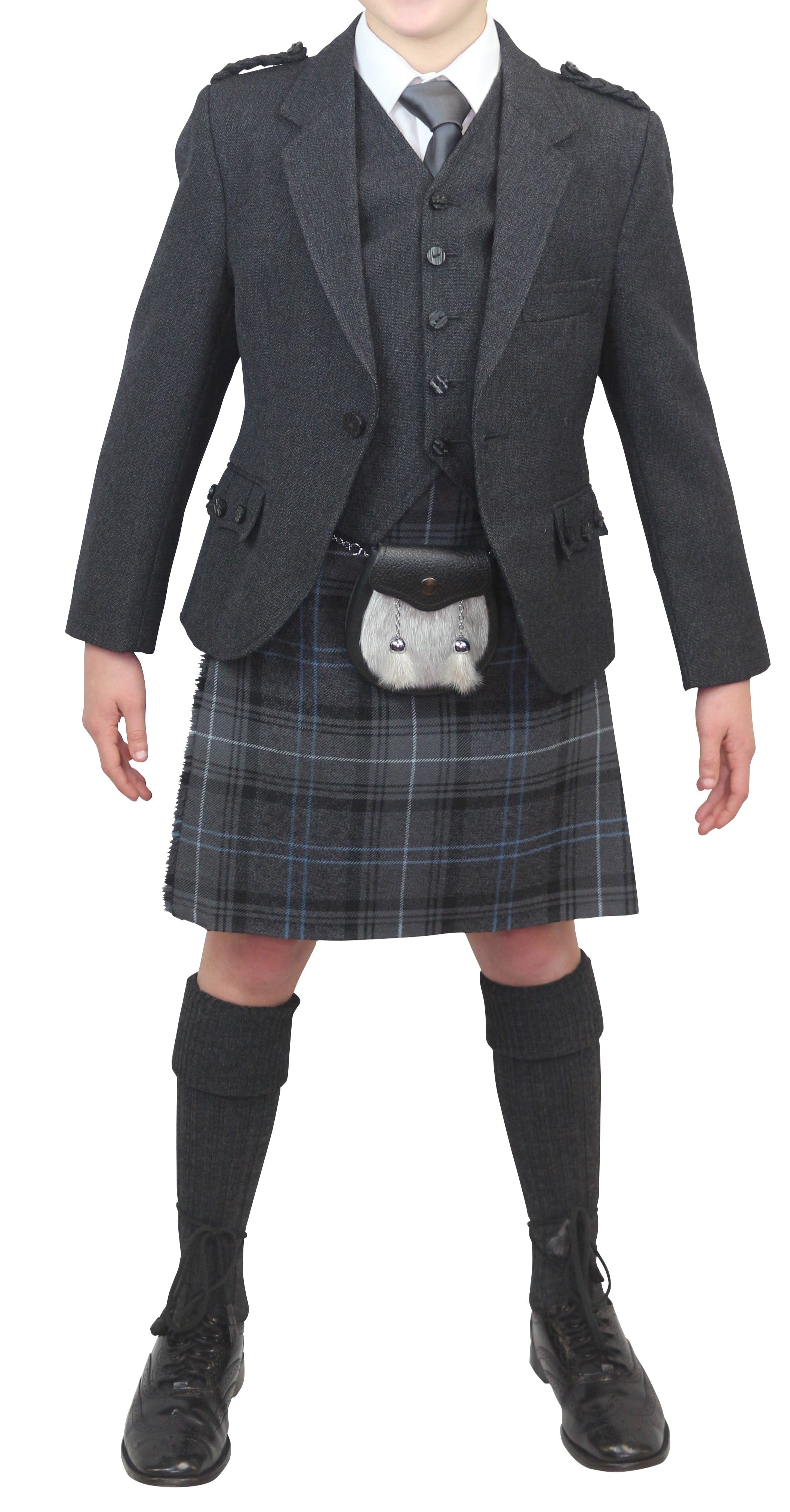 Boys Grey Tweed kilt hire outfit – Anderson Kilts